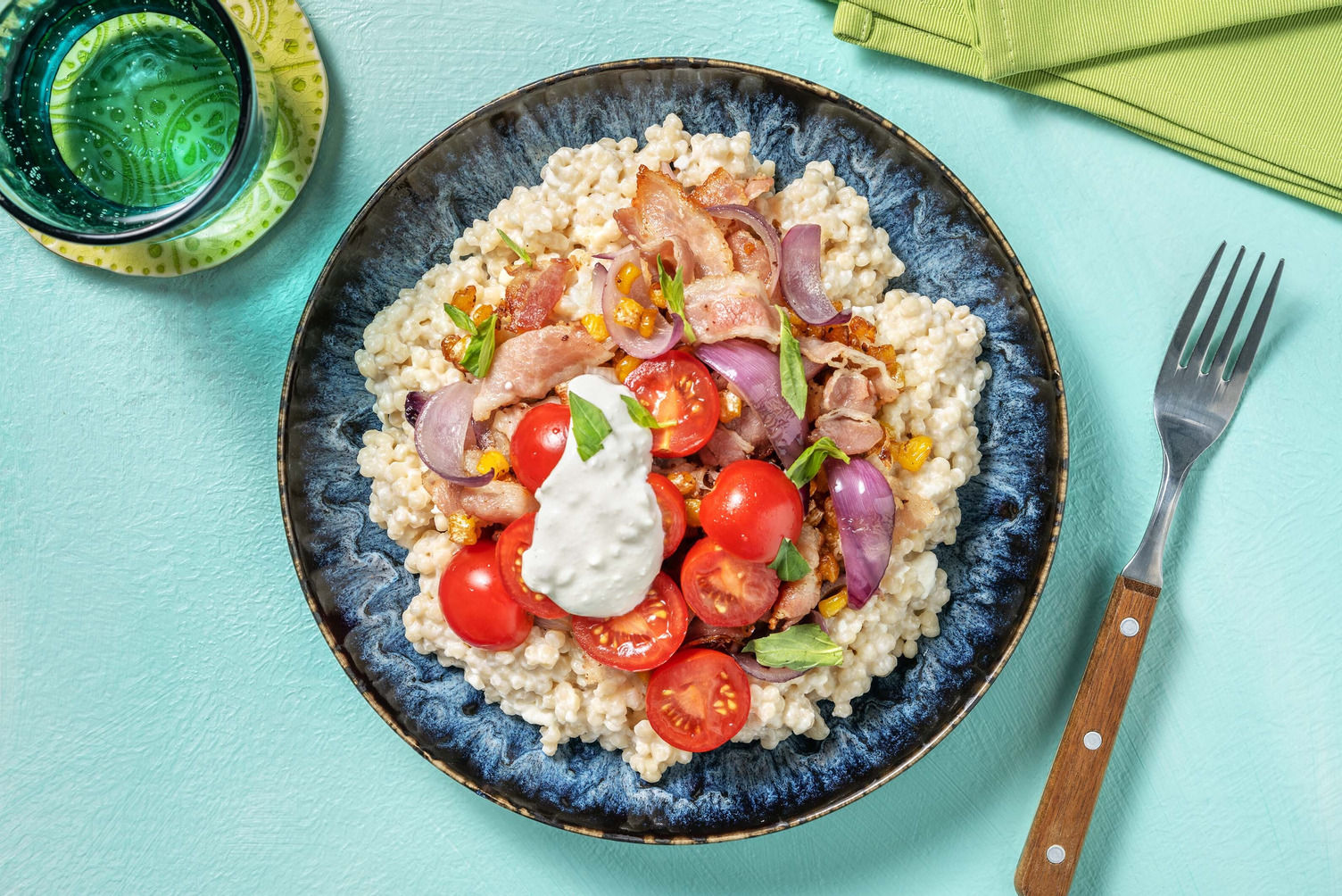 Pearl couscous with crispy bacon and charred corn | HelloFresh