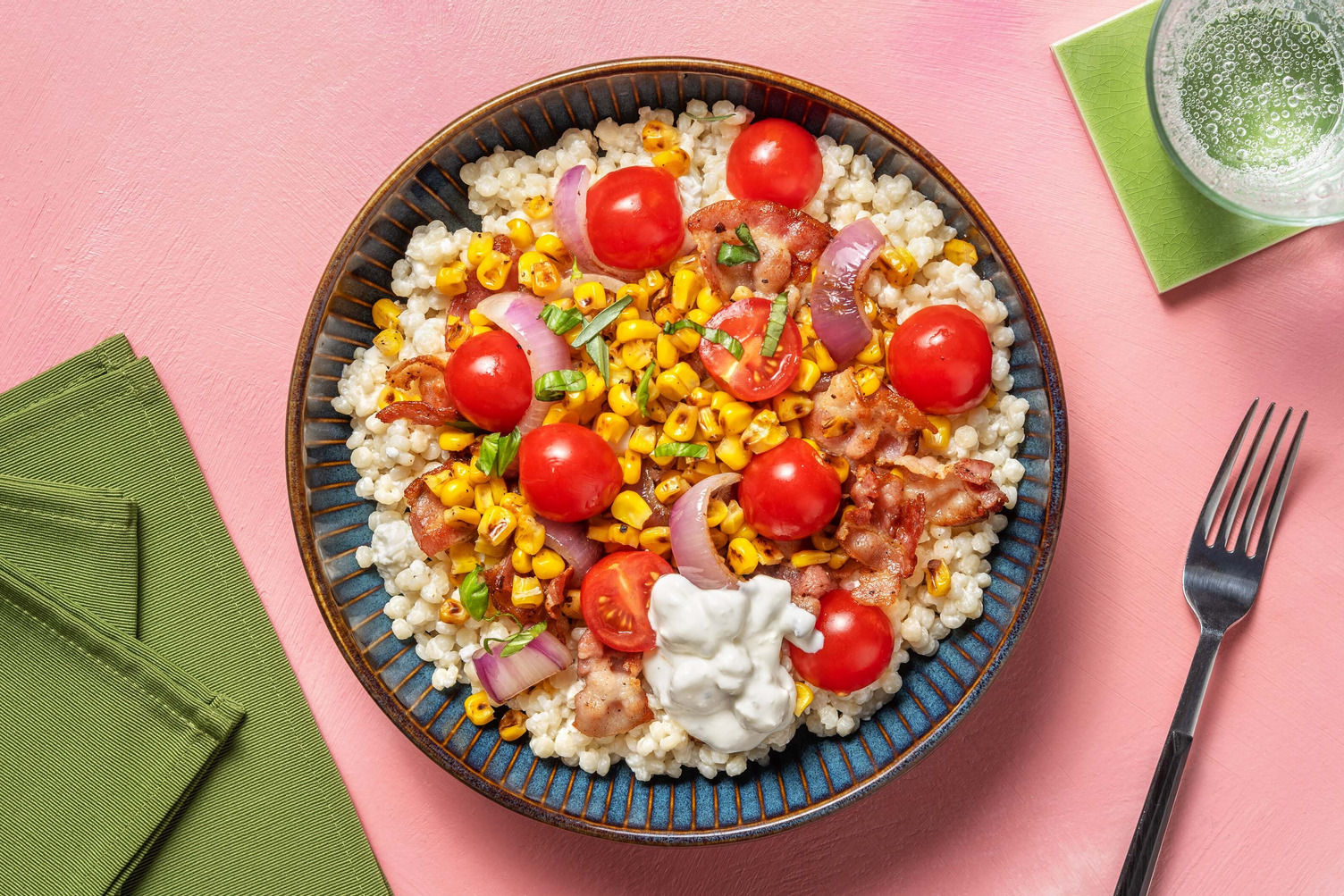 Pearl couscous with crispy bacon and charred corn | HelloFresh
