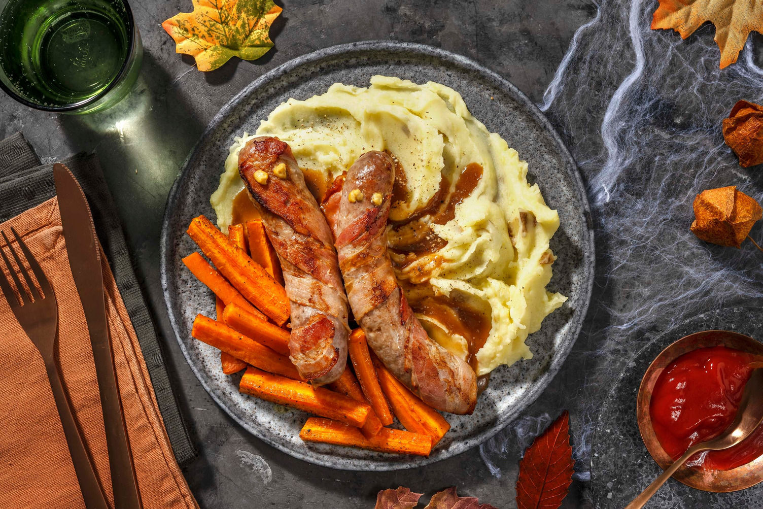 Spooky Bacon and Cumberland Sausage Mummies Recipe | HelloFresh
