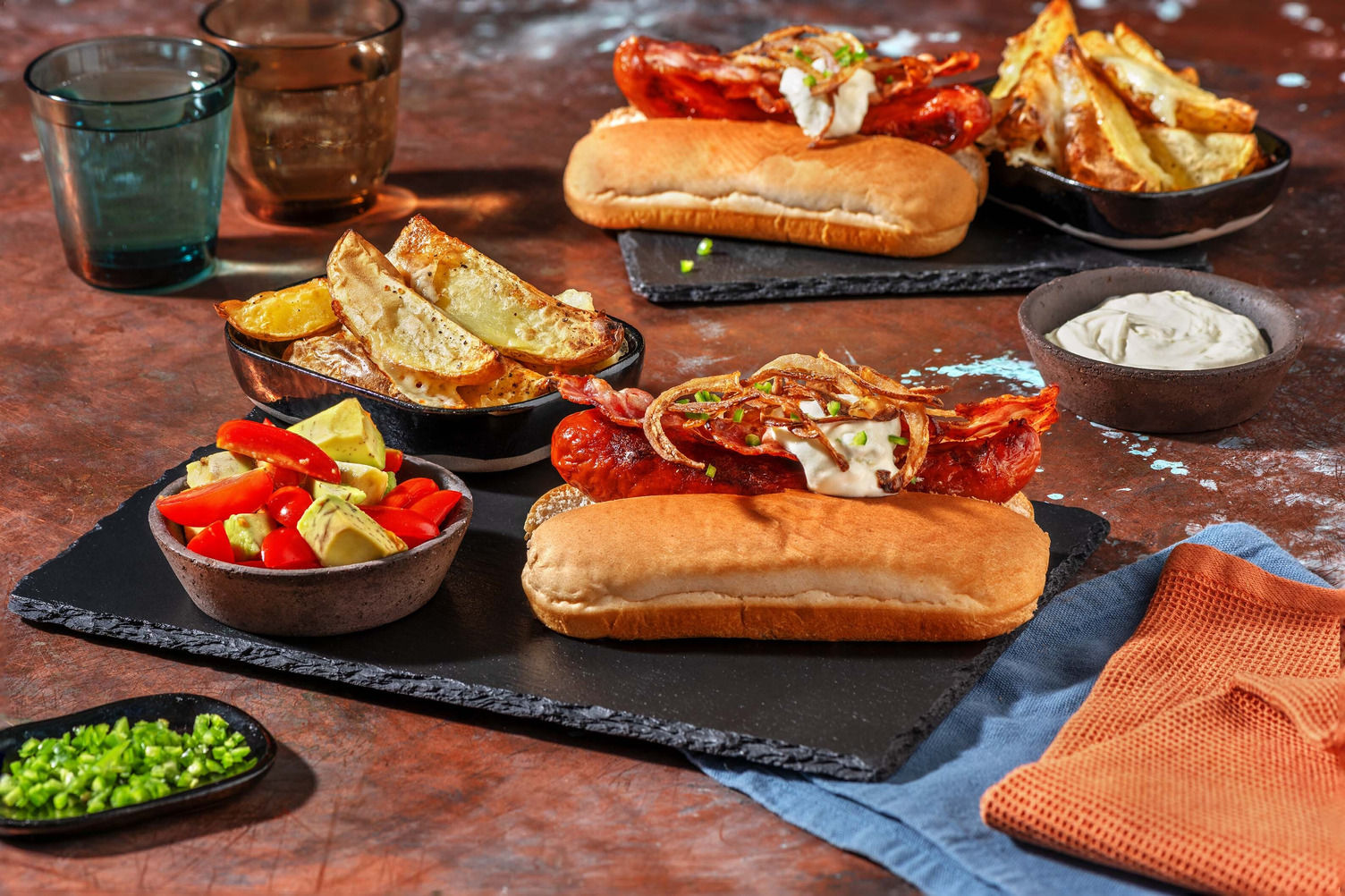 Bacon and Crispy Onion Loaded Hot Dogs Recipe | HelloFresh