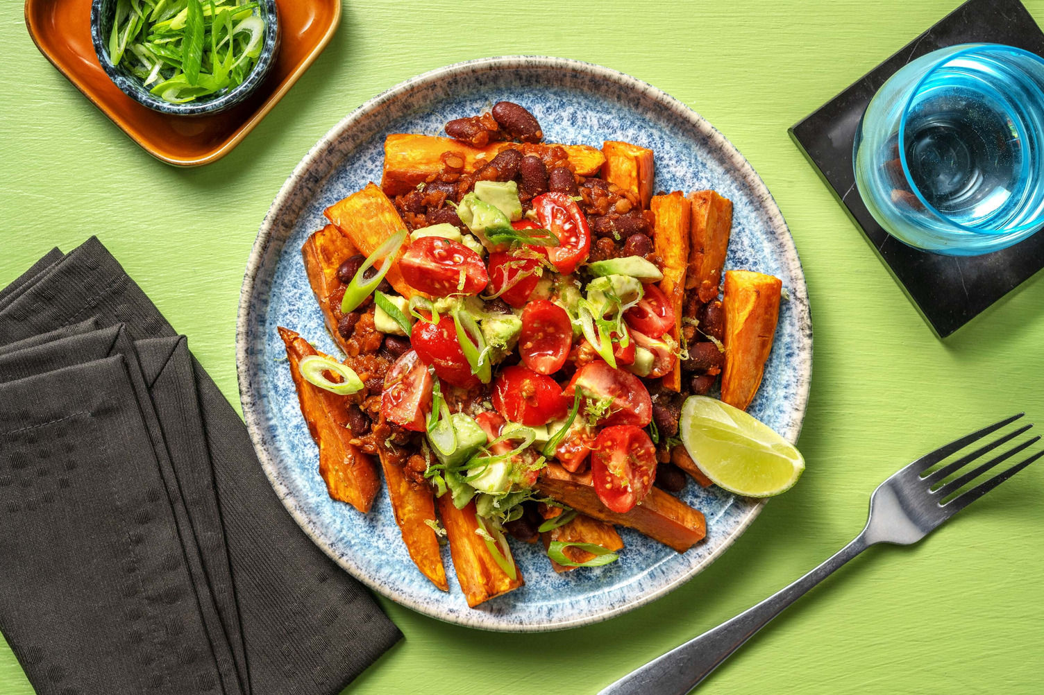 Chilli Non Carne Loaded Sweet Potato Wedges Recipe | HelloFresh