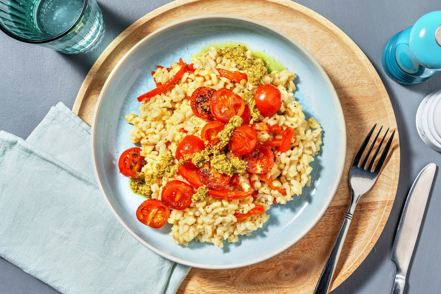 Pesto and Roasted Pepper Risotto Recipe | HelloFresh