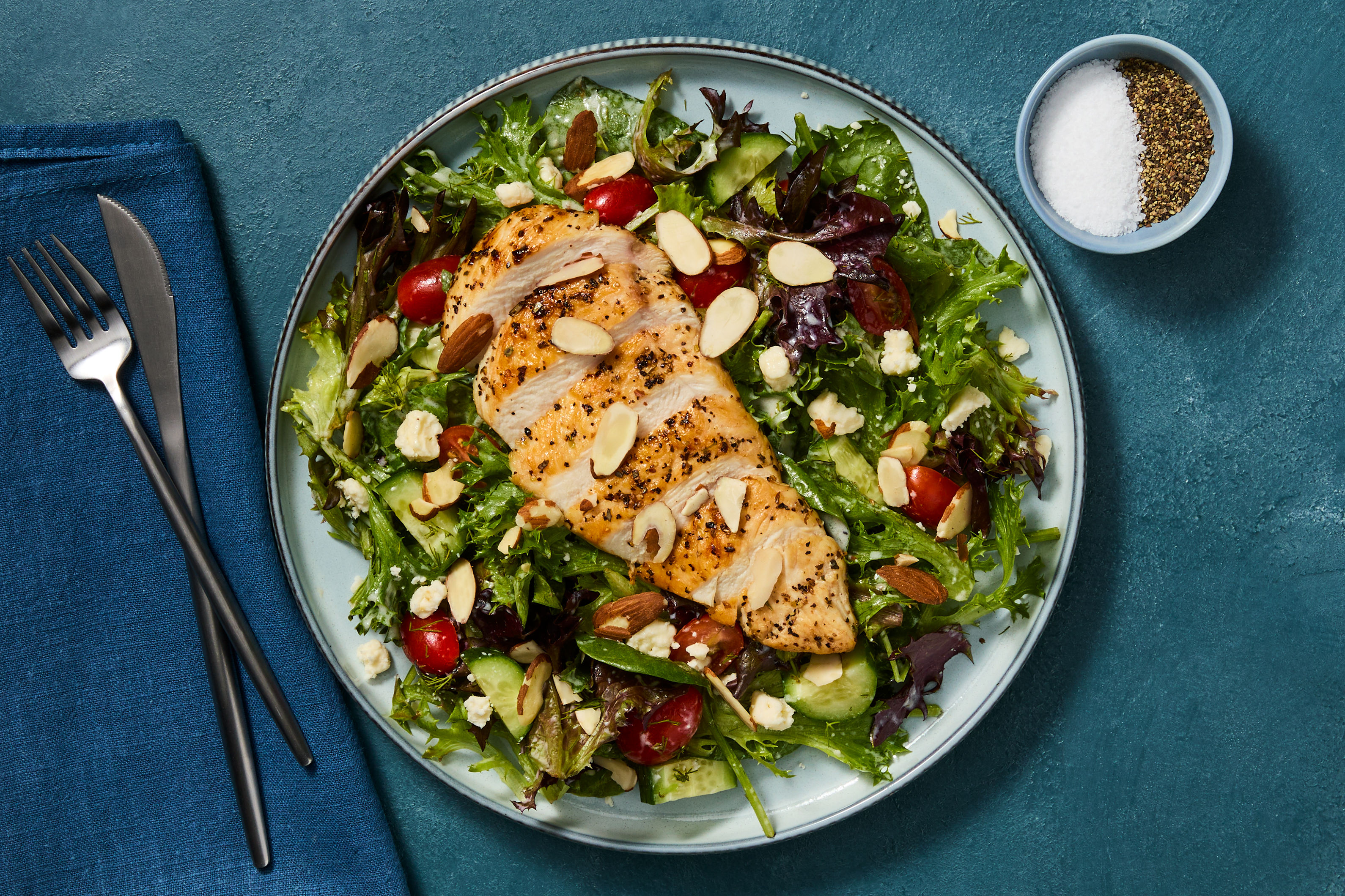 Greek Salad with Herbed Salmon & Feta Recipe | HelloFresh