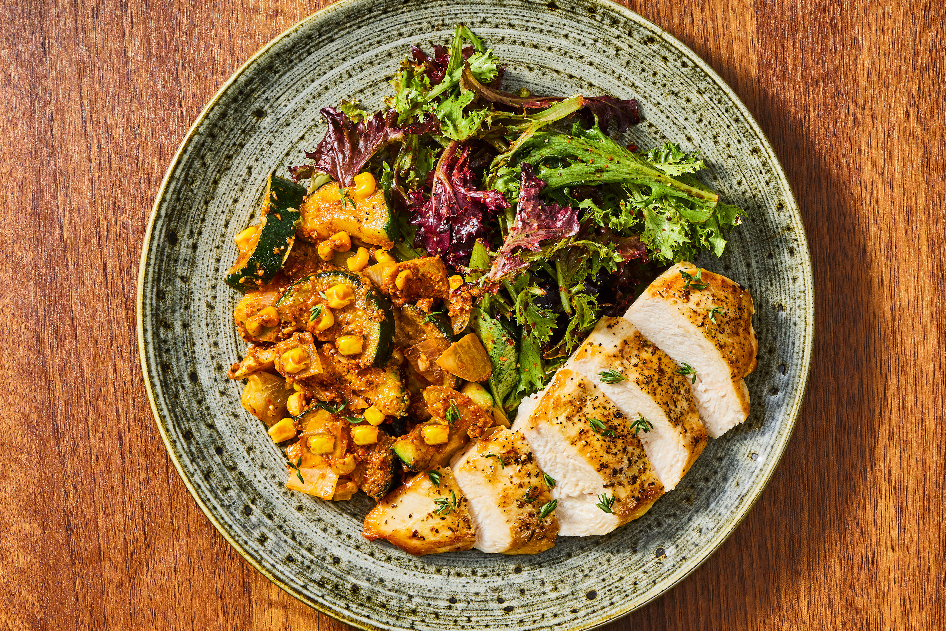 Herbed Chicken with Corn & Asparagus Romesco Recipe | HelloFresh