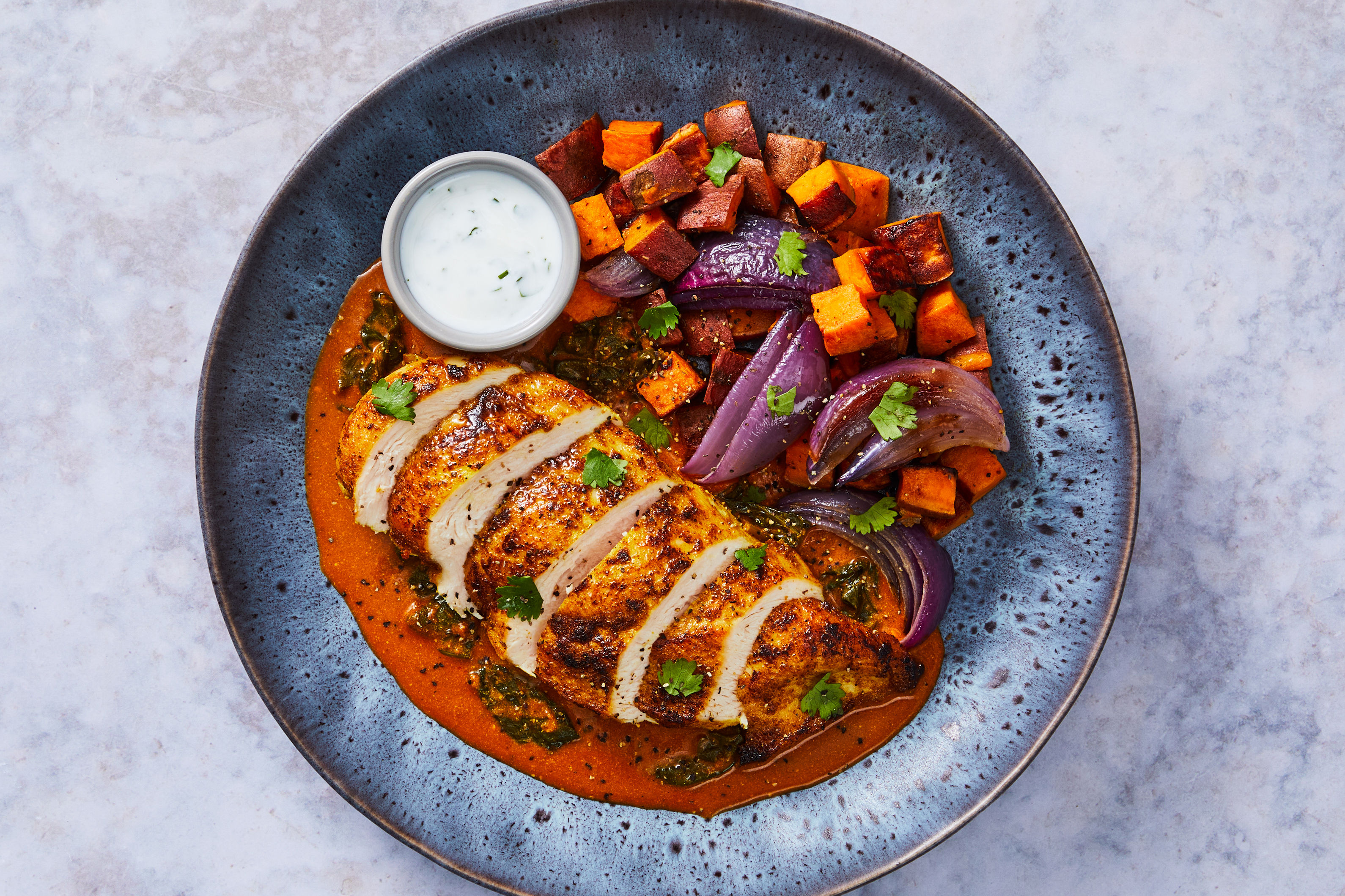 Curried Chicken & Roasted Sweet Potato Jumble Recipe | HelloFresh