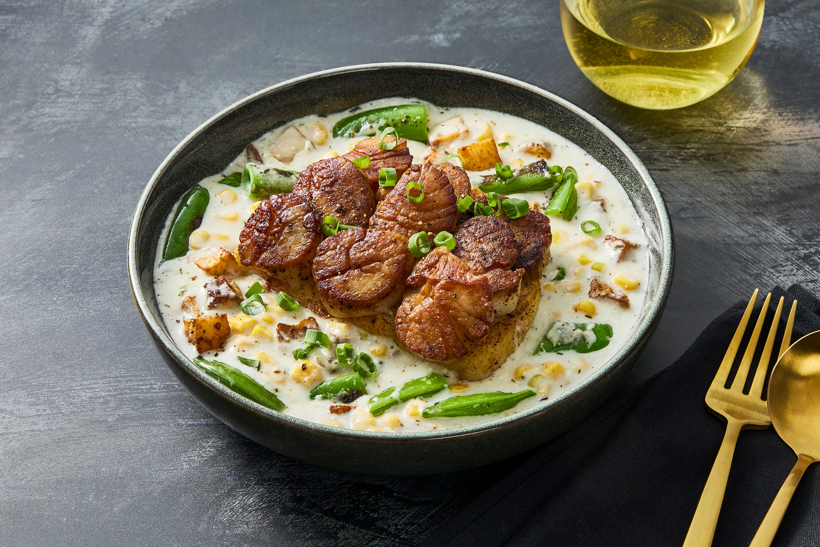 Scallop-Crusted Cod & Corn Chowder Recipe | HelloFresh