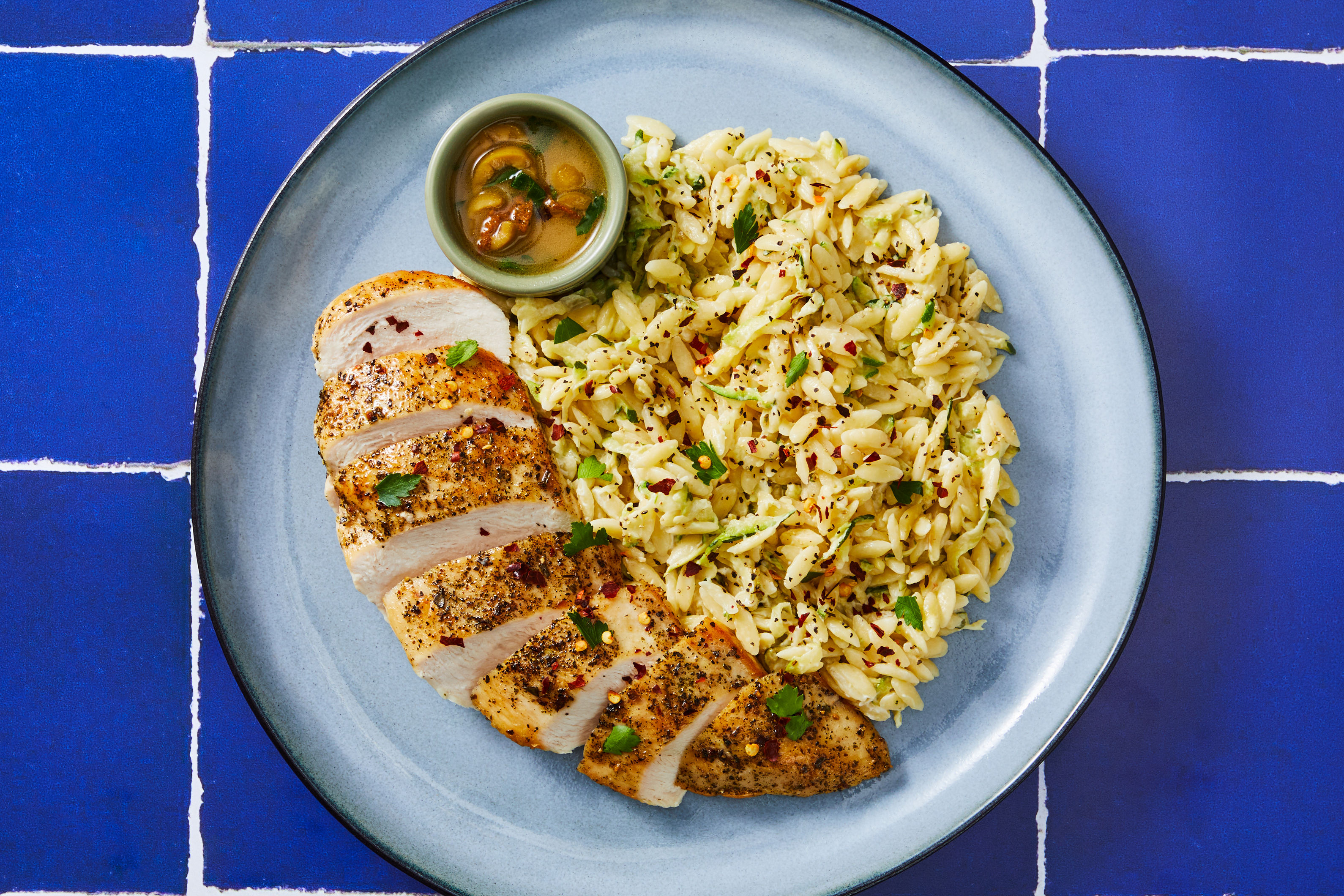 Herbed Chicken & Creamy Lemon Zucchini Orzo Recipe | HelloFresh