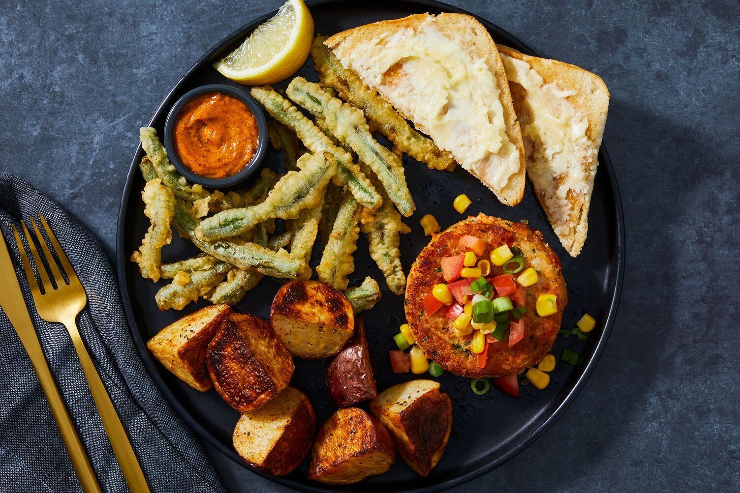 Old Bay Crab Cakes & Tempura Green Beans Recipe | HelloFresh