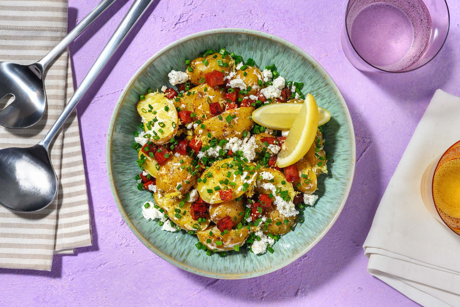 Chorizo & Greek Style Cheese Potato Side Salad Recipe | HelloFresh