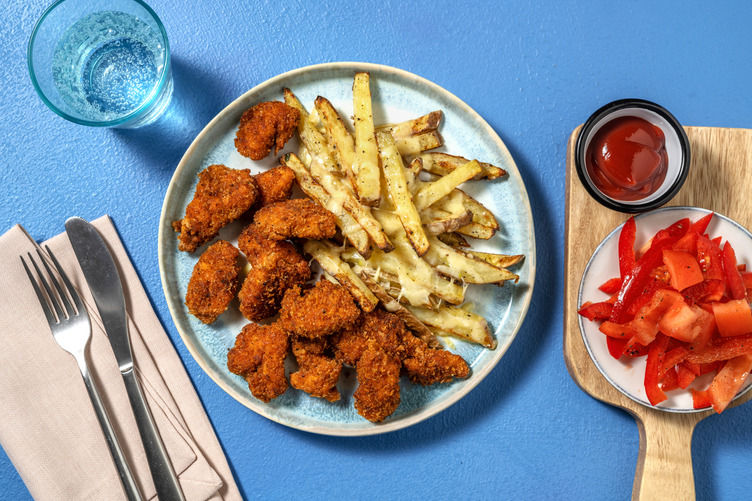Golden Fried Chicken and Cheesy Chips Recipe | HelloFresh
