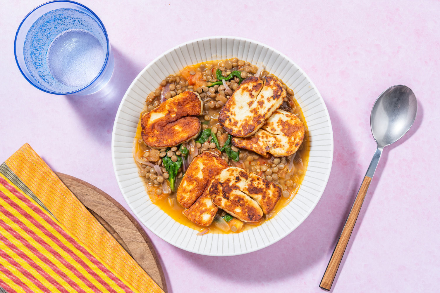 Pan-fried Cheese on Harissa Lentils Recipe | HelloFresh