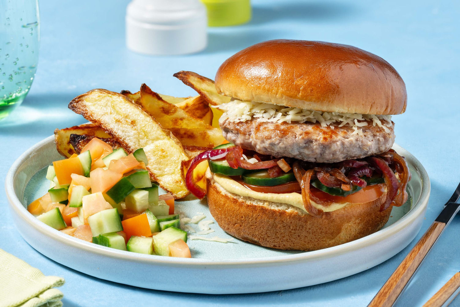 Cheeseburger de poulet sur pain brioché Recette | HelloFresh