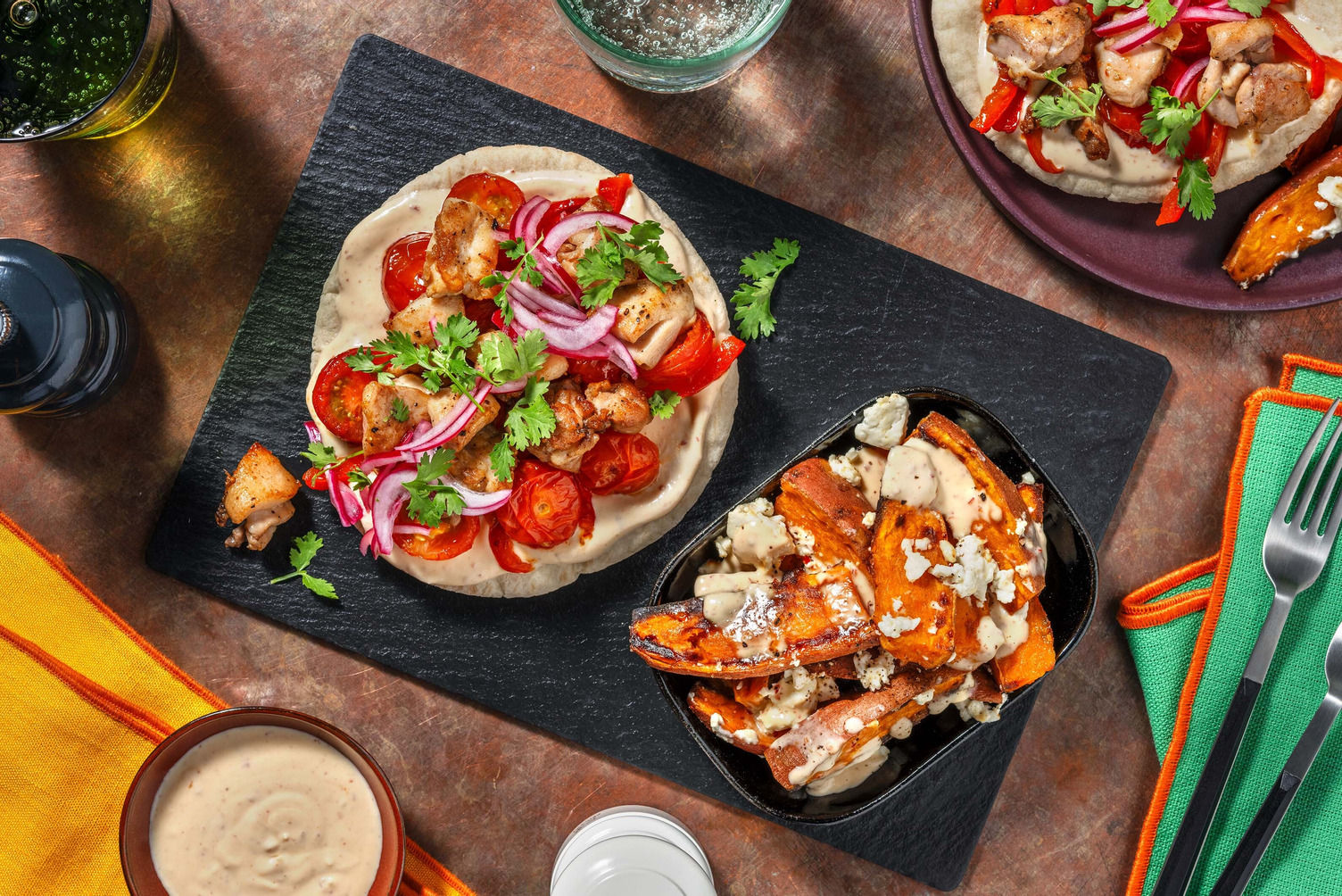 Honey Glazed Chicken and Harissa Veg Flatbread Recipe | HelloFresh