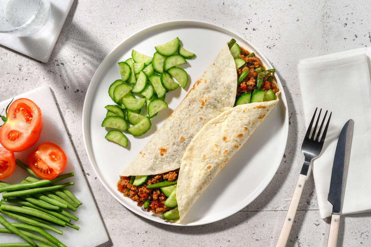 Wraps au poulet haché et haricots verts Recette | HelloFresh