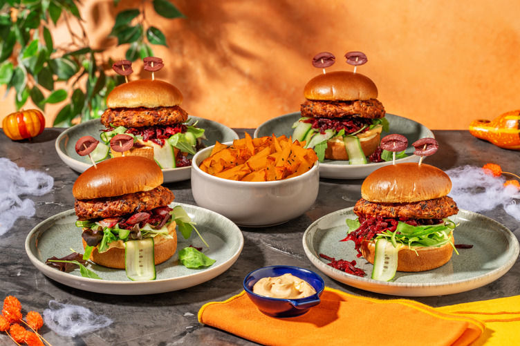 Monster Veggie Burger & Beetroot Relish Recipe | HelloFresh