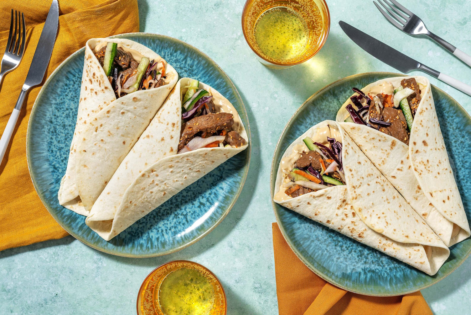 Wraps met teriyaki biefstukreepjes Recept | HelloFresh