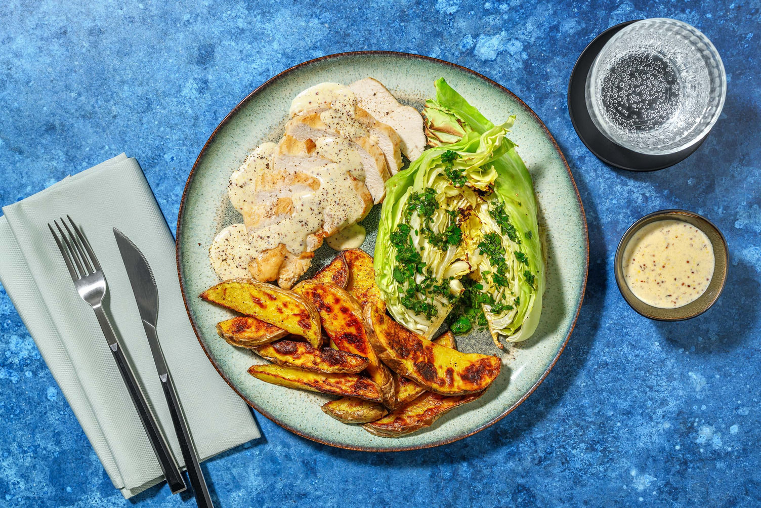 Stekt kyckling och gremolatatoppad spetskål Recept | HelloFresh