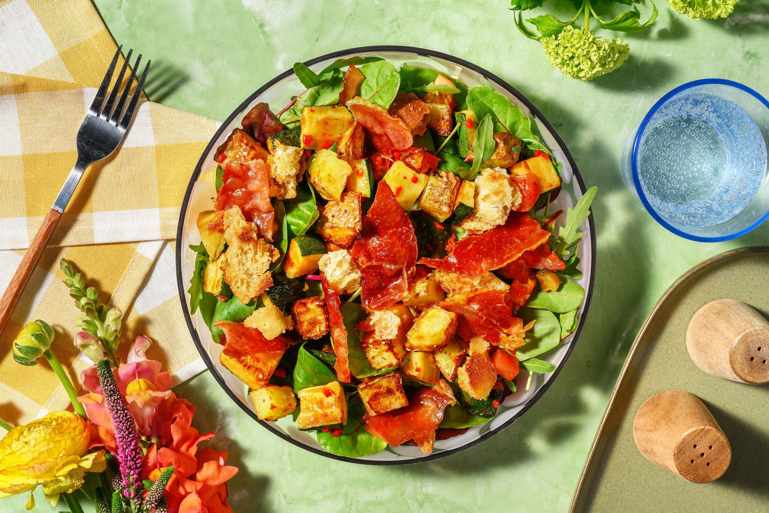 Crispy Double Serrano Ham and Charred Courgette Salad Recipe | HelloFresh