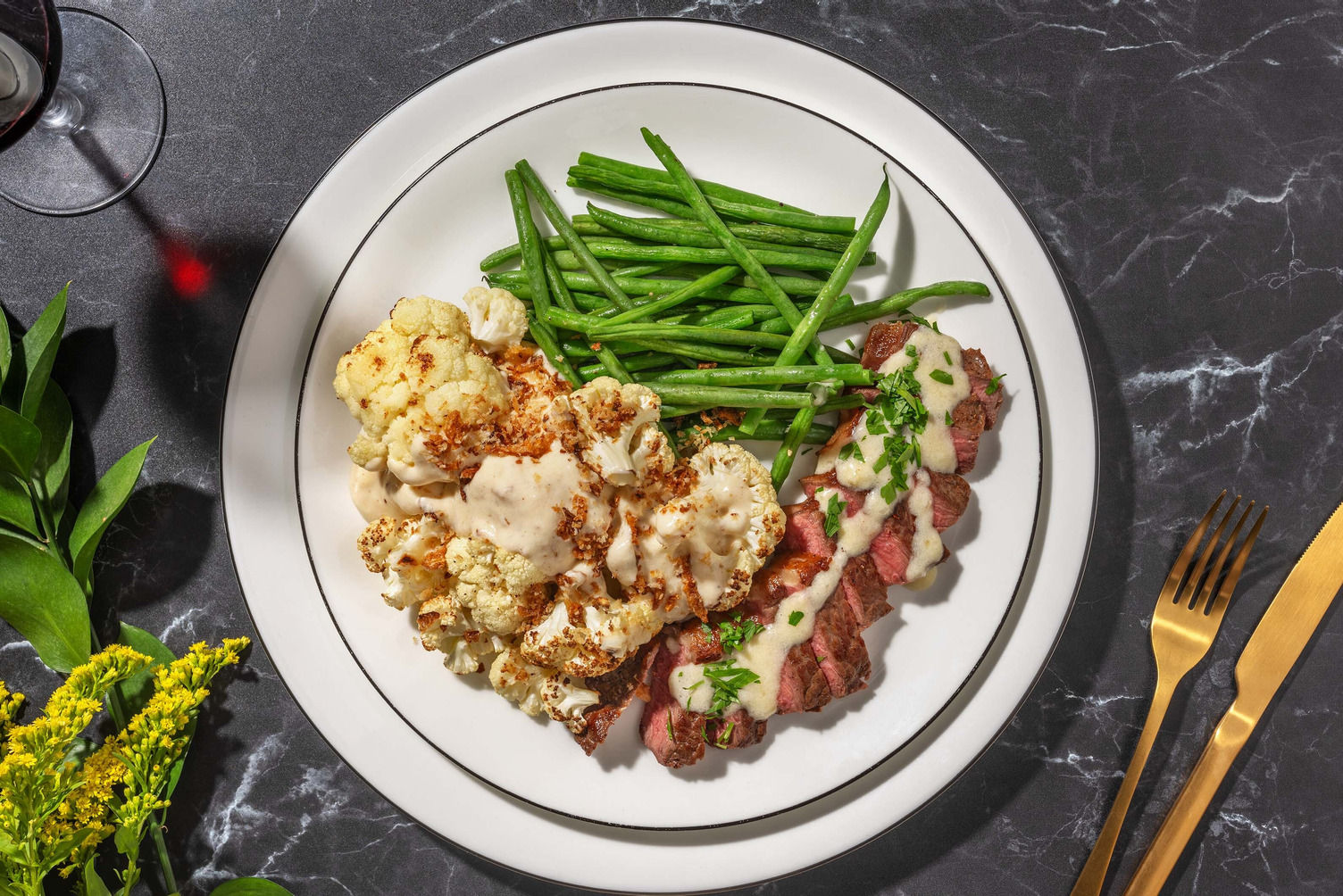 Seared Striploin Steaks with Roasted Cauliflower Recipe | HelloFresh