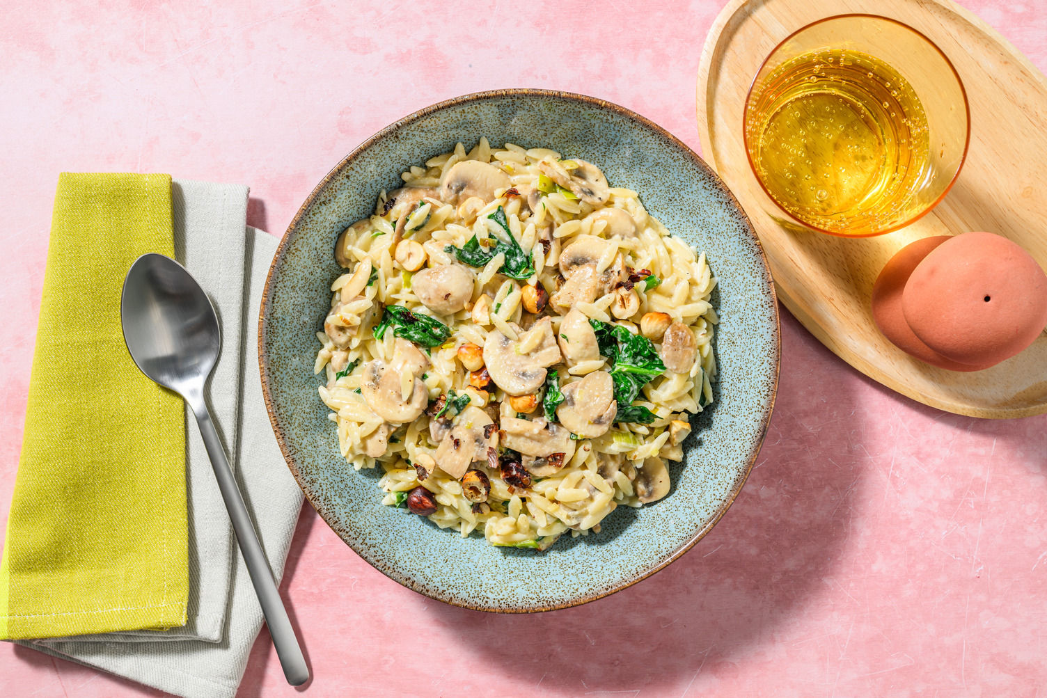 Spinach and Mushroom Orzo with Irish Beef Recipe | HelloFresh