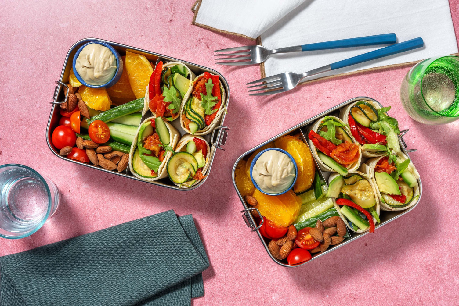 Box Bento : wraps aux légumes grillés et houmous Recette | HelloFresh