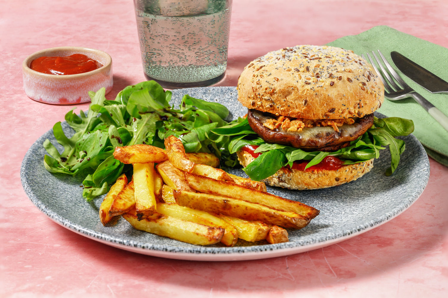 Burger veggie : portobello, cheddar & frites Recette | HelloFresh