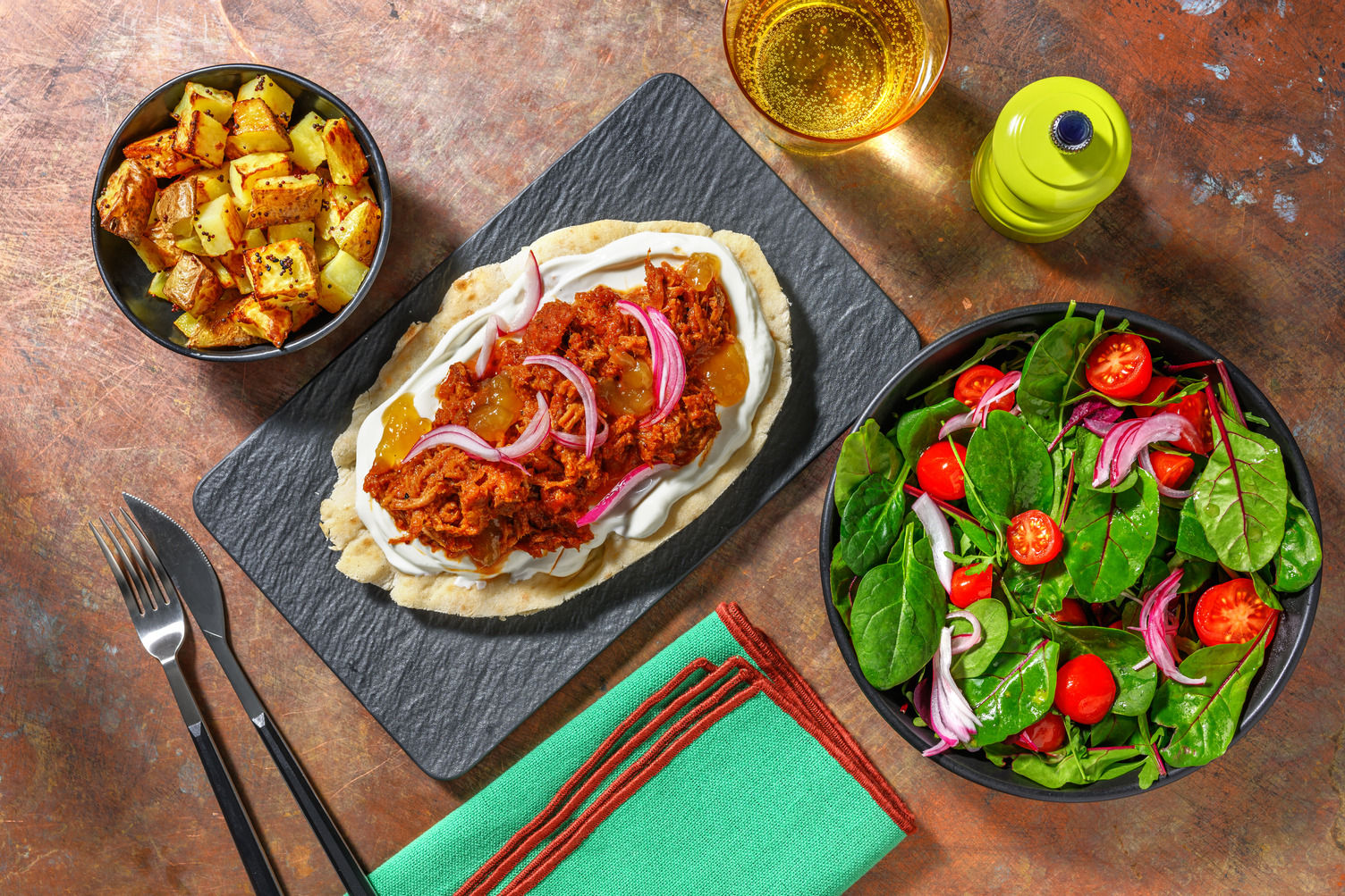 Rogan Josh Pulled Beef Loaded Naans Recipe | HelloFresh