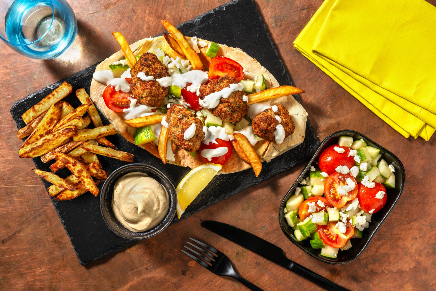 Greek Inspired Pork Kofta Gyros and Chips Recipe | HelloFresh