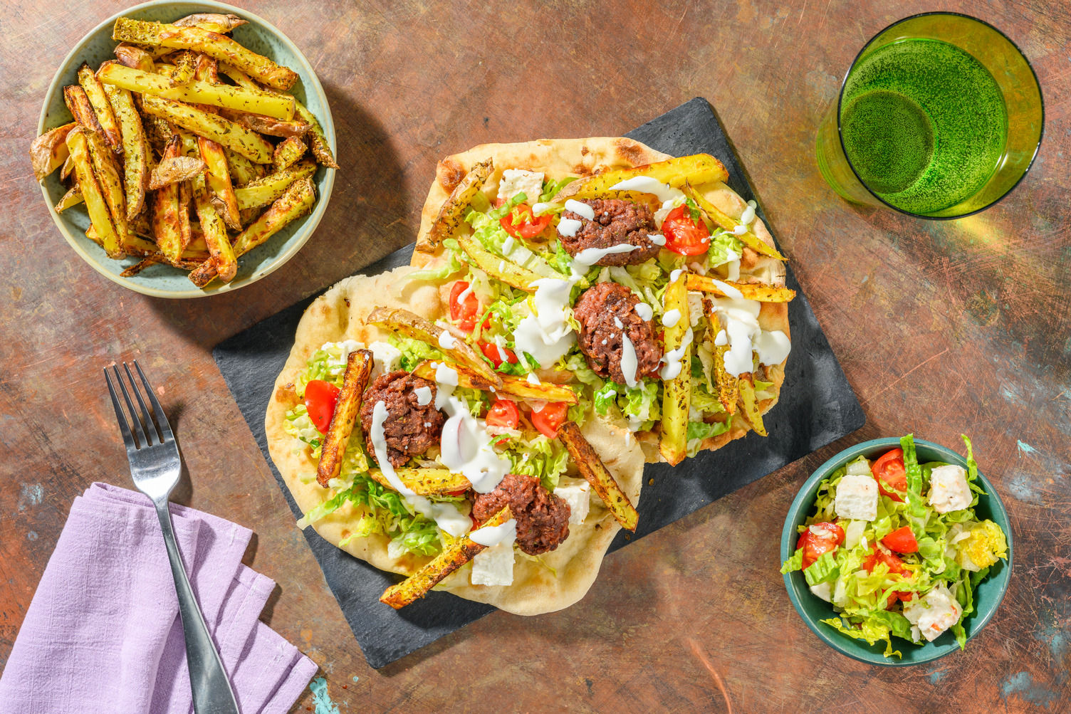 Greek Inspired Veggie Kofta Loaded Flatbreads Recipe | HelloFresh