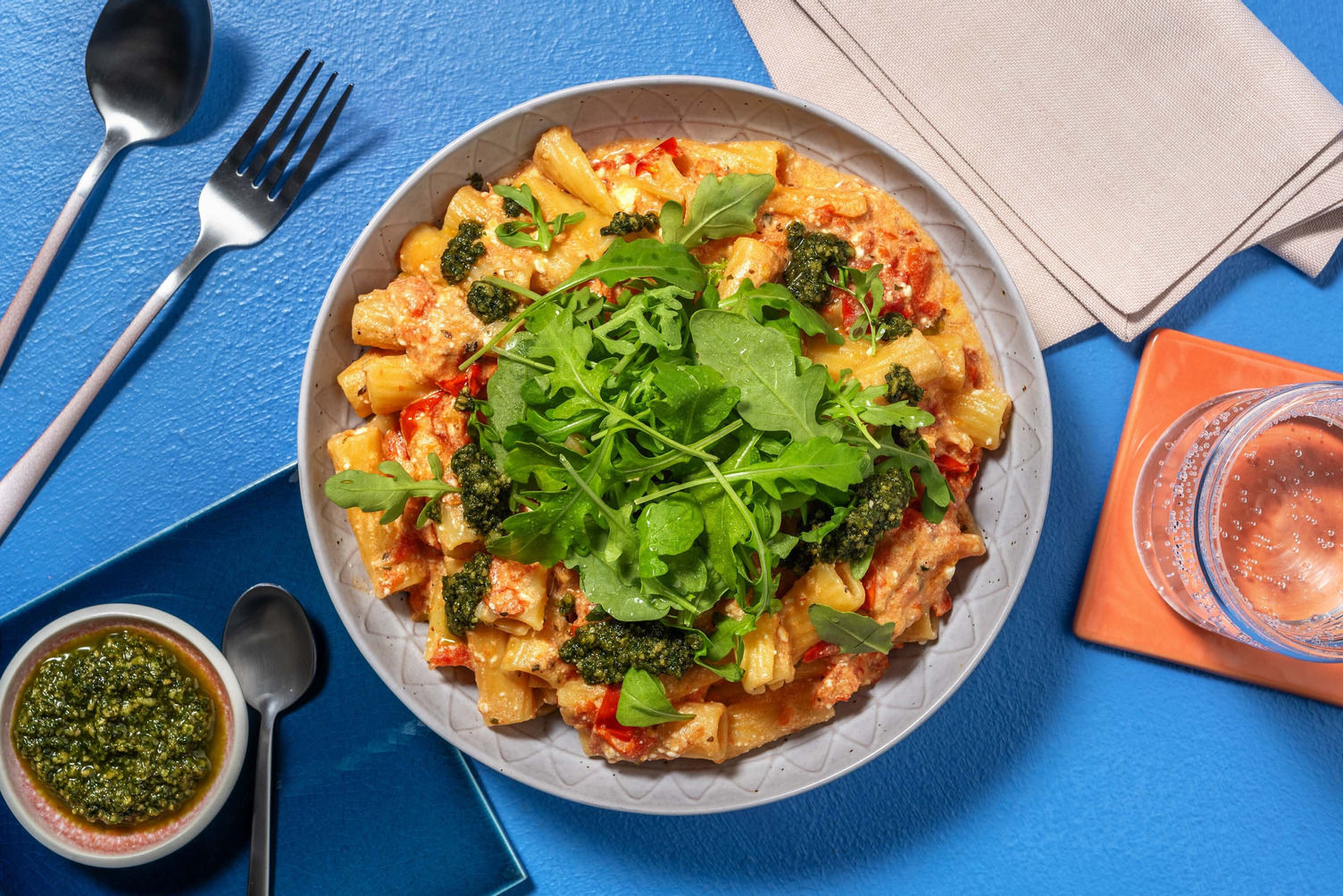 Baked Cheese, Baby Plum and Pesto Pasta Recipe | HelloFresh
