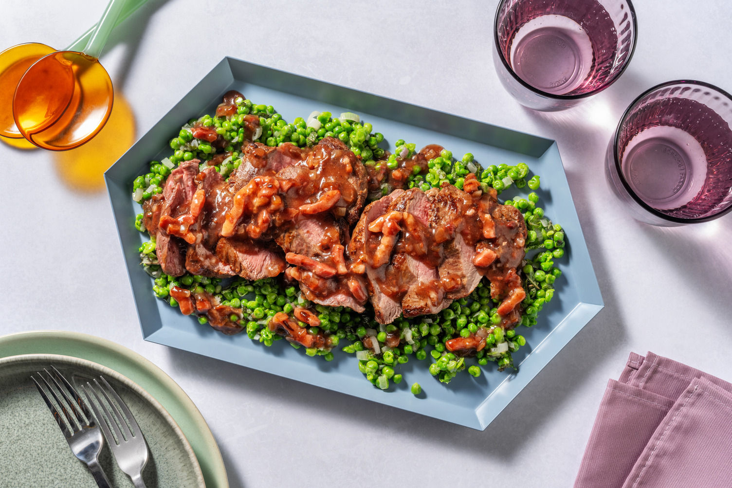 Lamb Steaks and Crushed Minted Peas Side Dish Recipe | HelloFresh