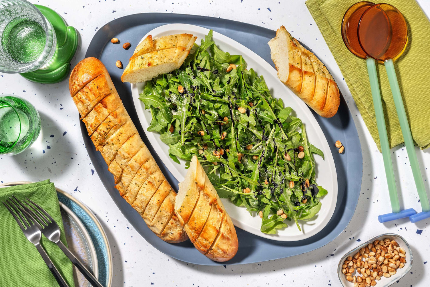 Parmigiano Side Salad & Oven-Ready Garlic Breads Recipe | HelloFresh