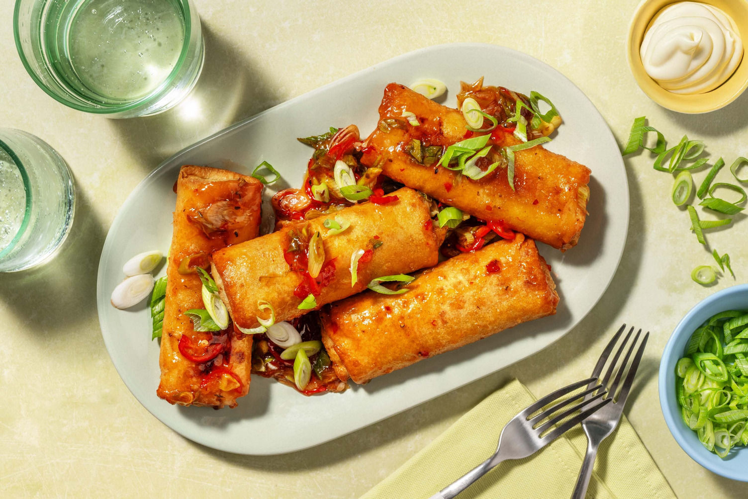 Thai Style Sweet Chilli Glazed Spring Rolls Recipe | HelloFresh