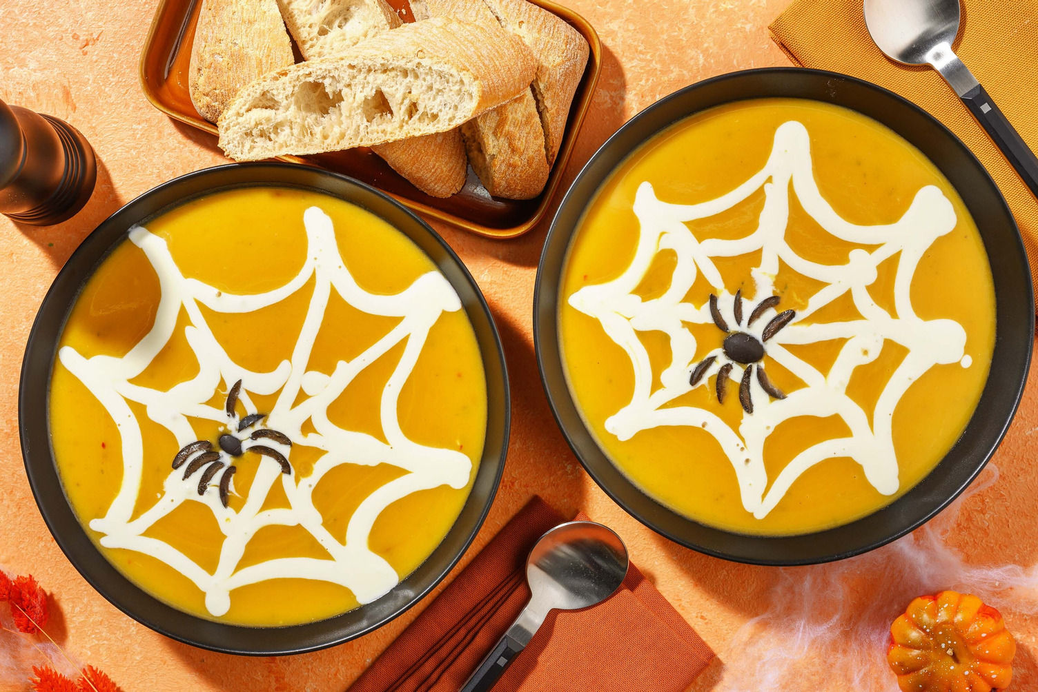 Scary Spiderweb Soup and Sourdough Recipe | HelloFresh