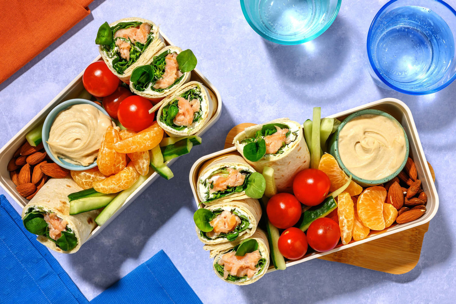 Bentobox met wraps met warmgerookte zalm Recept | HelloFresh