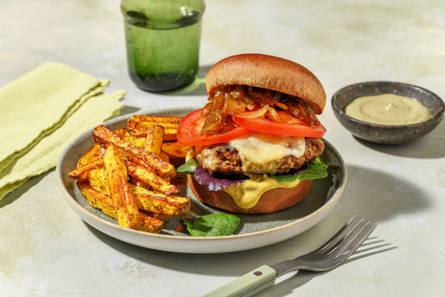 Classic Beef & Sticky Bacon-Onion Cheeseburger Recipe | HelloFresh
