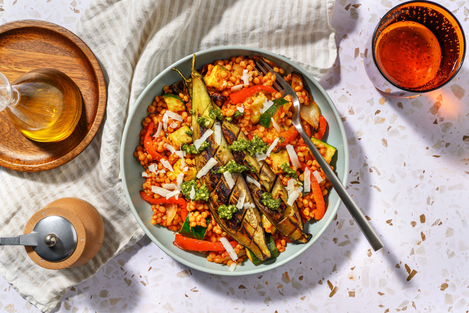 Bacon & Roast Eggplant Ratatouille Risoni Recipe | HelloFresh