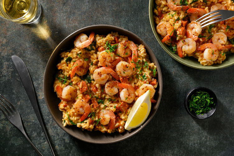 Date-Night Garlic Prawns & Chorizo Risotto Recipe | HelloFresh