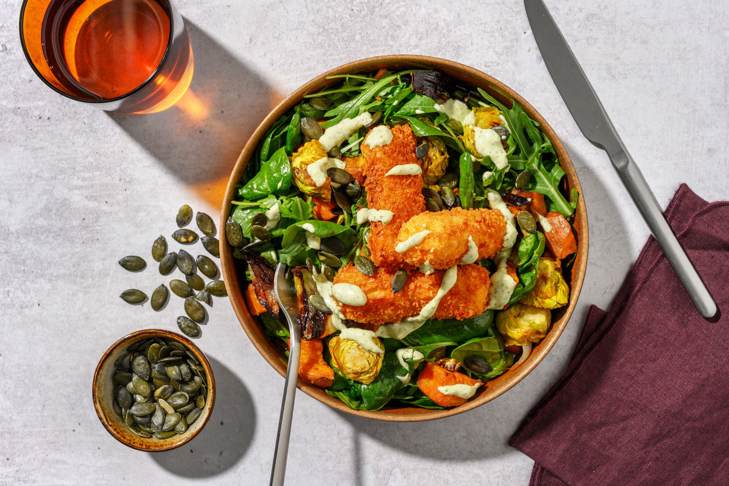 Crumbed Pork & Brussels Sprout Toss Recipe | HelloFresh