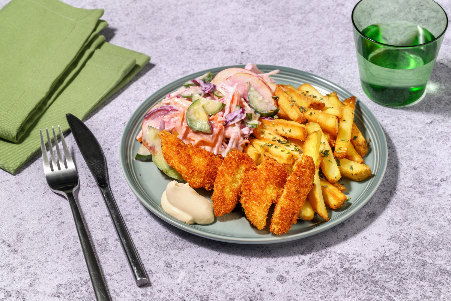 Plant-Based Chick'n Tenders & Cucumber Slaw Recipe | HelloFresh