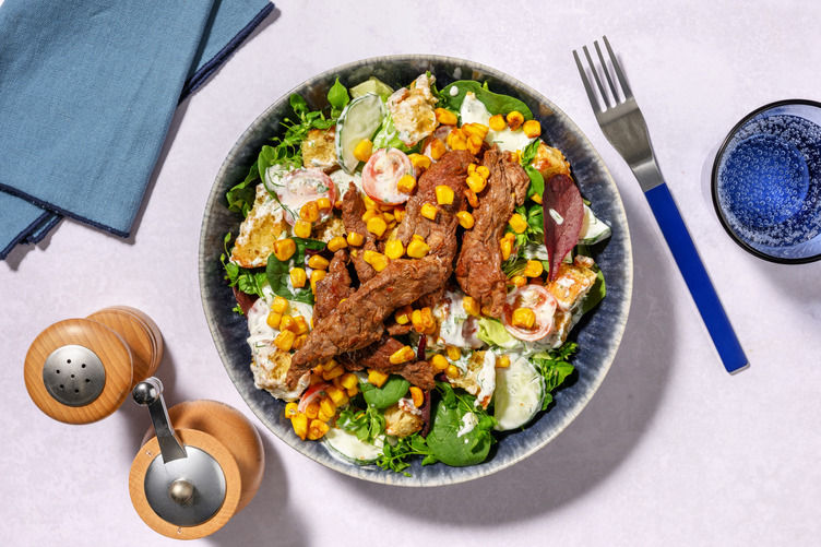 Double Peri-Peri Beef & Herby Mayo Salad Recipe | HelloFresh