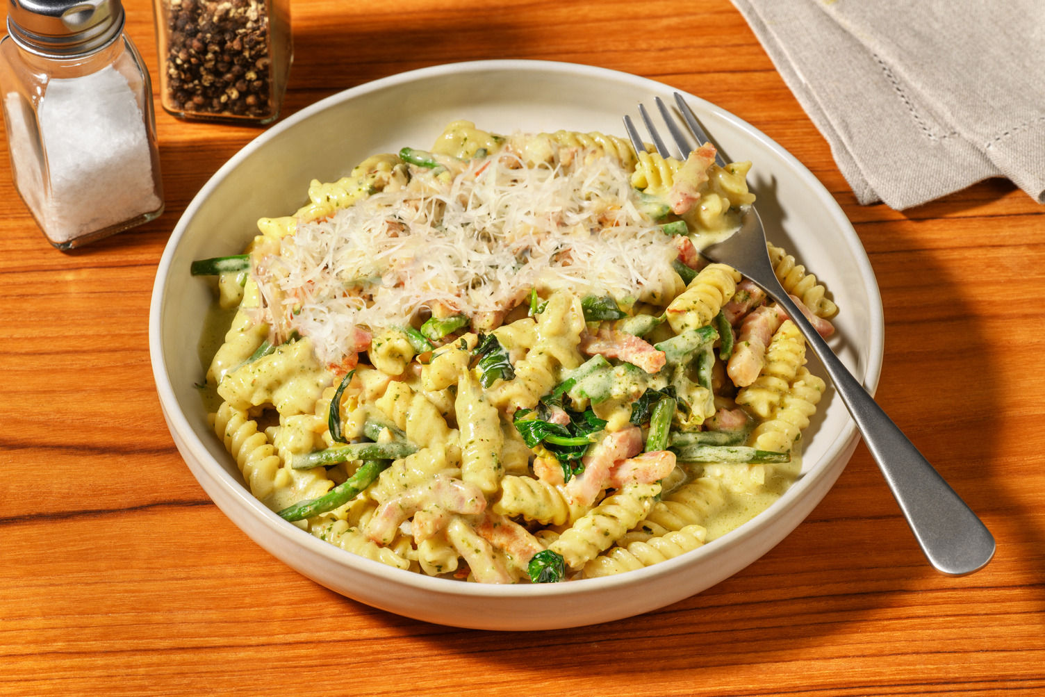 Rich Bacon, Prawn & Pesto Fusilli Recipe | HelloFresh