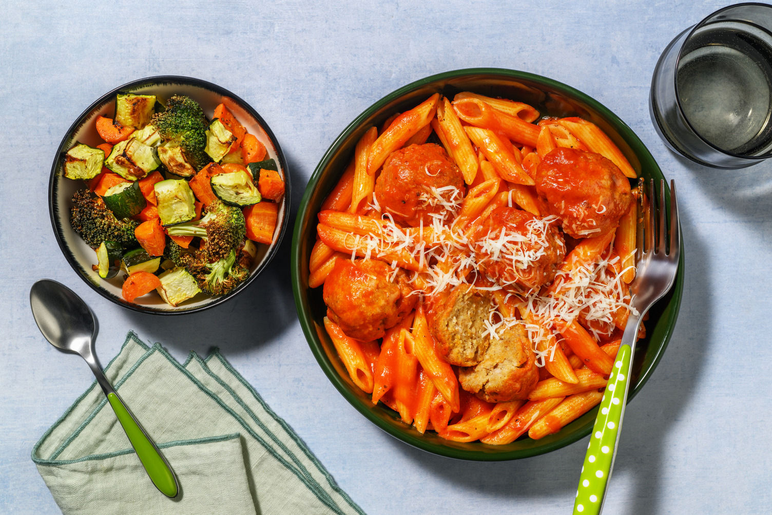 Pork Meatball Penne Party & Rainbow Veg Recipe | HelloFresh