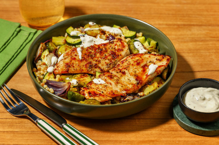 Sticky Mediterranean Chicken & Pearl Couscous Recipe | HelloFresh