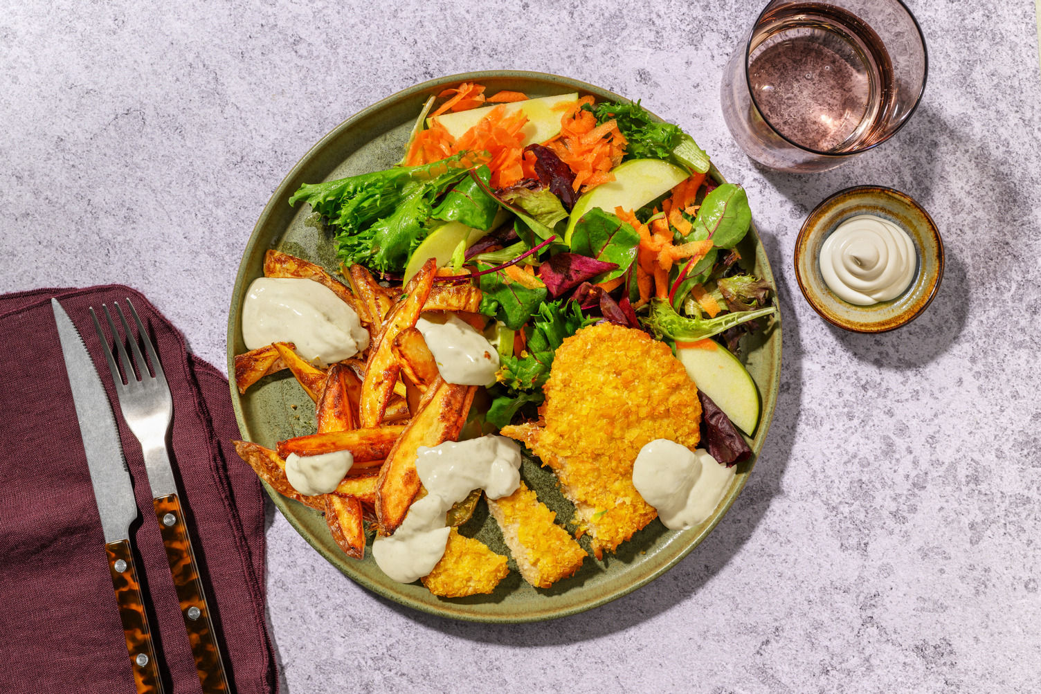 Quick Plant-Based Chick'n, Haloumi & Herby Wedges Recipe | HelloFresh