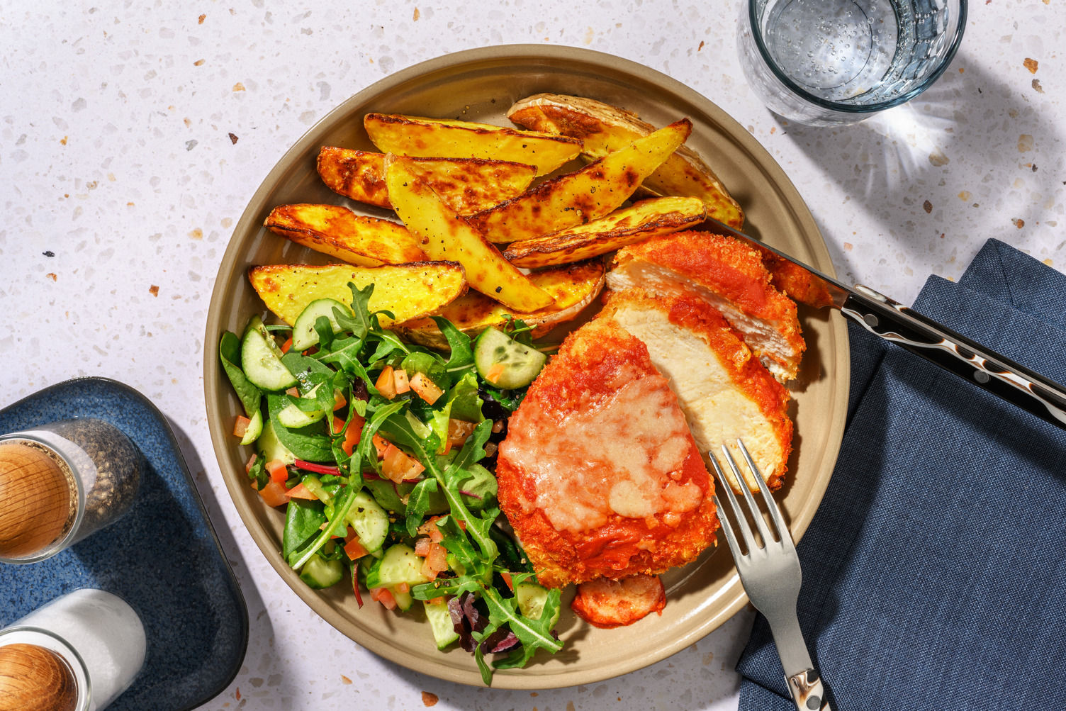 Tex-Mex Chicken Parmigiana & Potato Wedges Recipe | HelloFresh