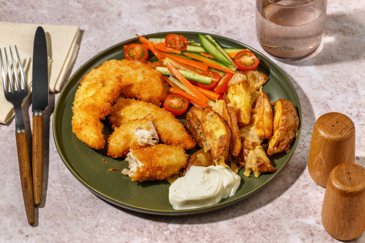 Crumbed Chicken Tendies & Golden Bacon Wedges Recipe | HelloFresh