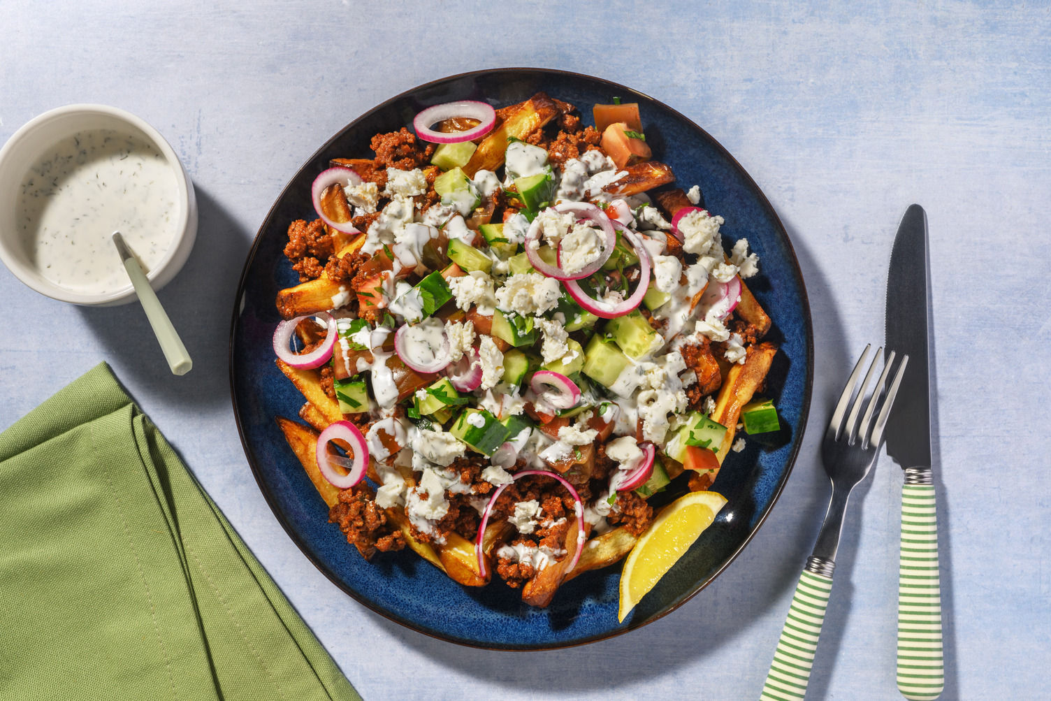Loaded Greek-Style Beef & Pork Fries Recipe | HelloFresh