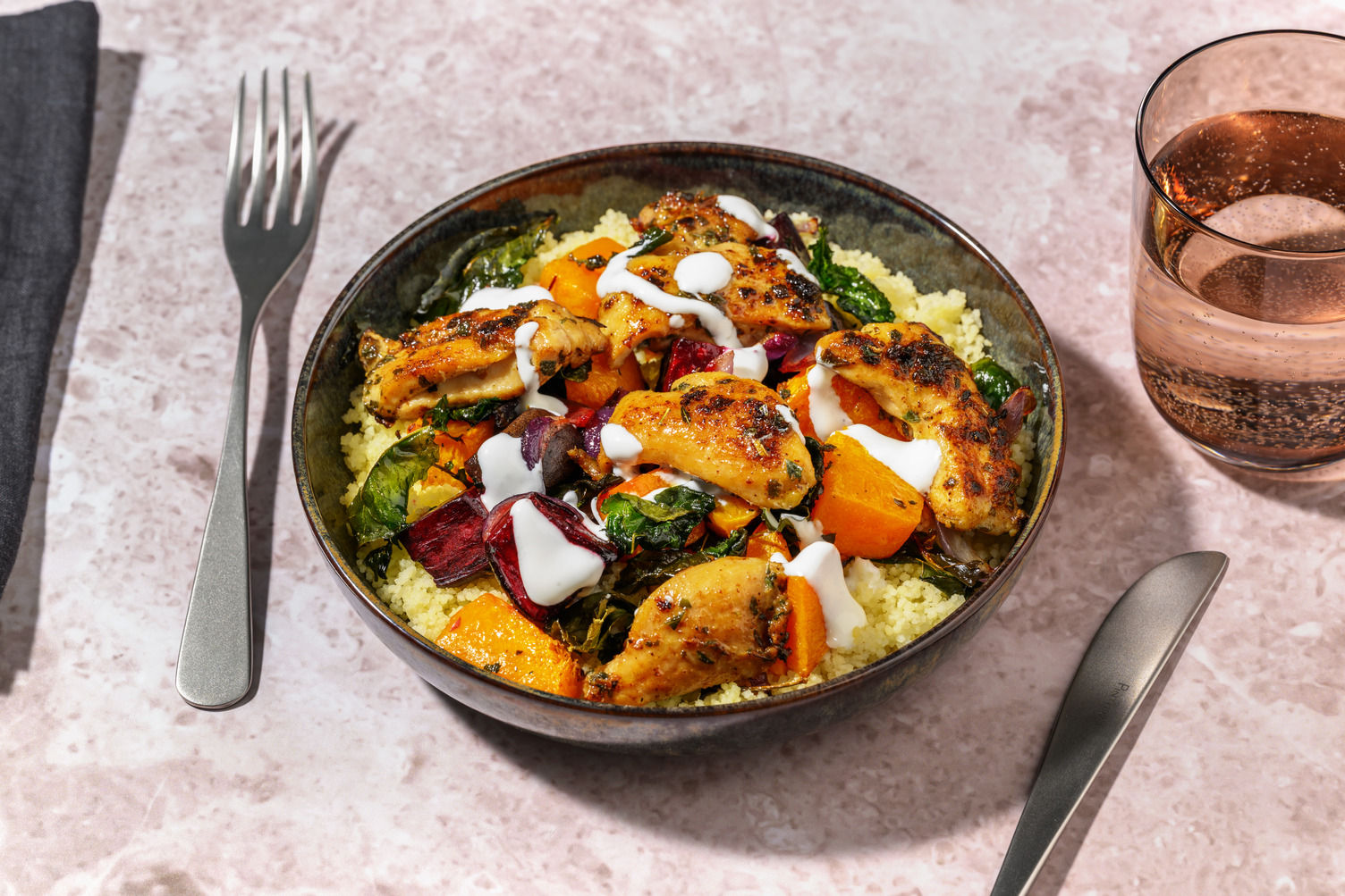 Double Garlic-Herb Chicken & Veggie Couscous Recipe | HelloFresh