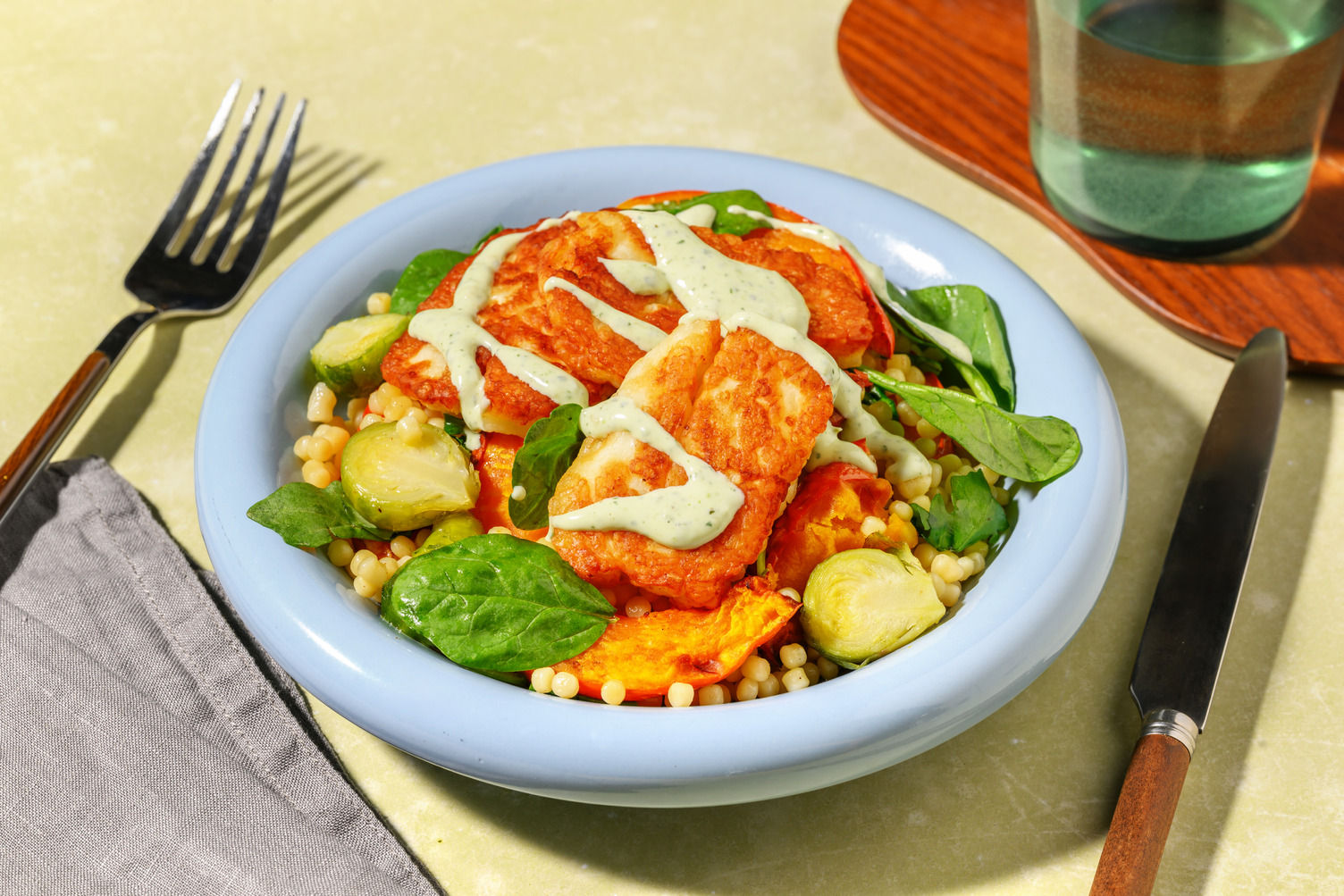 Golden Haloumi & Pumpkin Pearl Couscous Recipe | HelloFresh